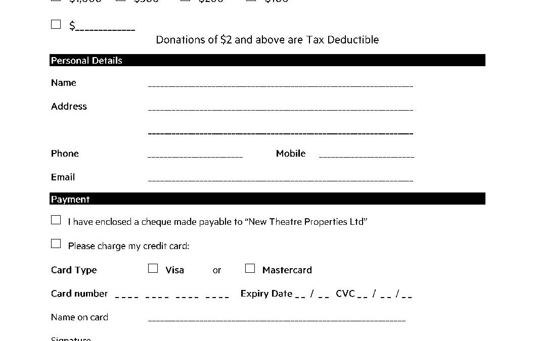 EOFY 2019 Donation Form | New Theatre